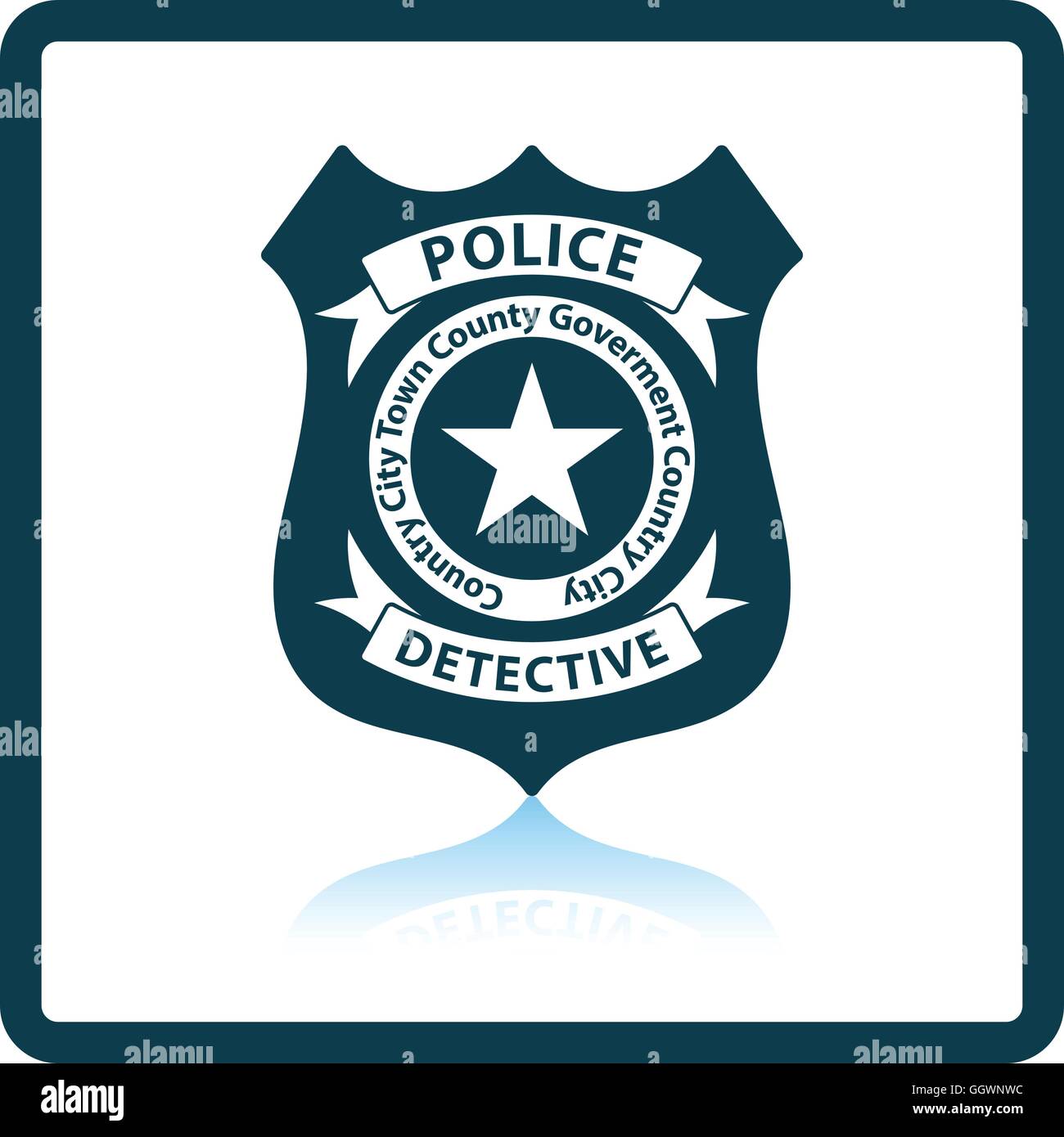 Police badge icon. Shadow reflection design. Vector illustration Stock ...