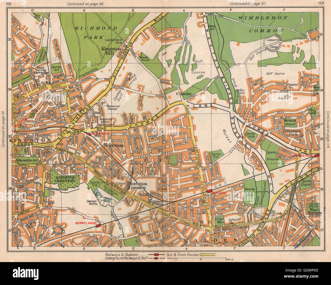 SW LONDON. Kingston Coombe Norbiton New Malden Berrylands Wimbledon ...