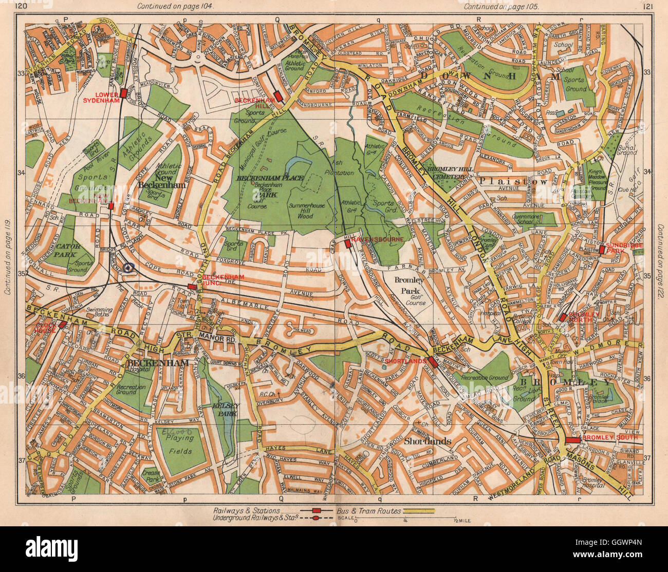 SE LONDON. Beckenham Sydenham Downham Bromley Shortlands Plaistow, 1938 ...