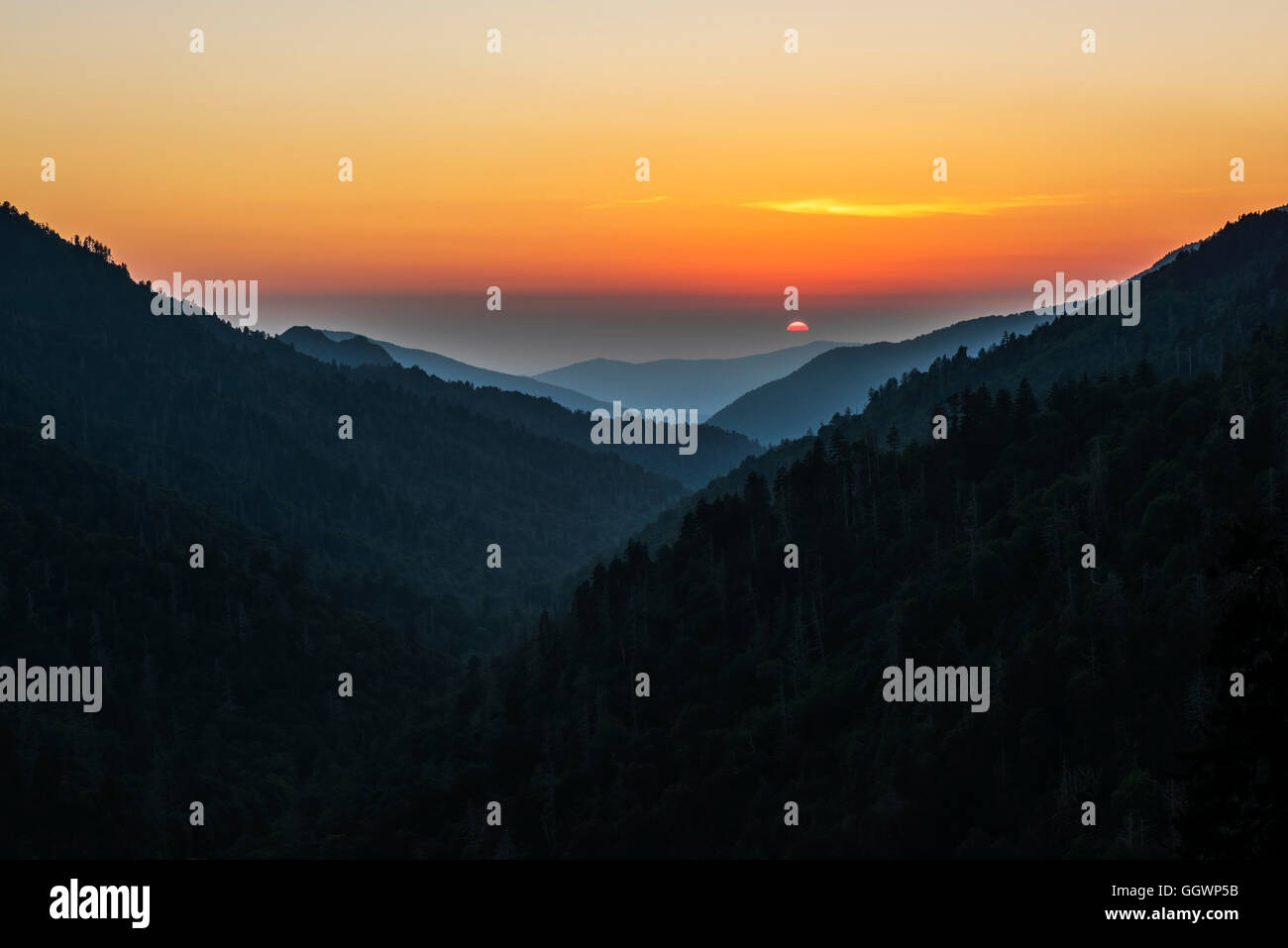 Sunset at Morton's Overlook below Newfound Gap on the border of ... Sunset at Morton's Overlook below Newfound Gap on the border of ...