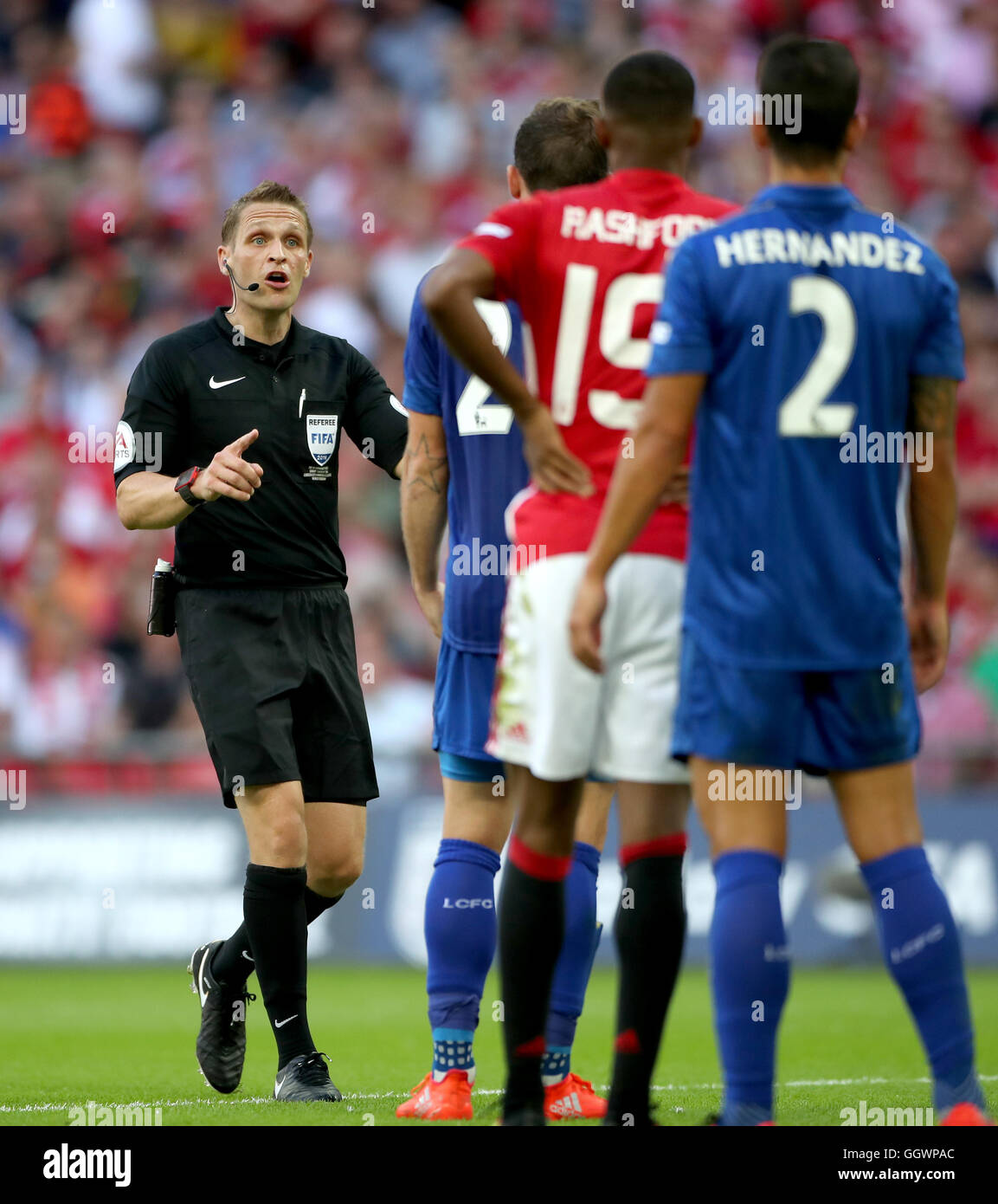 Referee Craig Pawson during the Community Shield match at Wembley ...