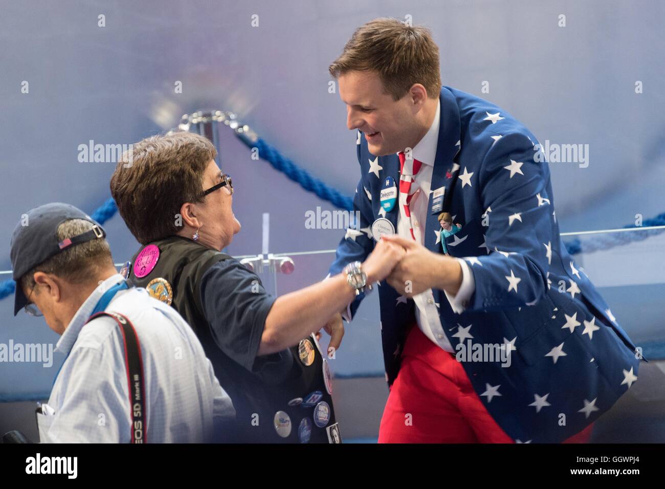 Delegates dance in the aisles as the Democratic National Convention ...