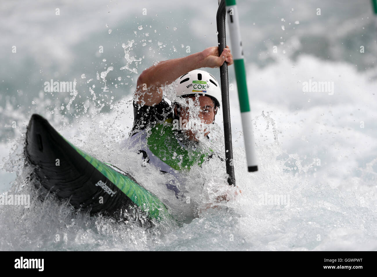 New Zealand's Bryden Nicholas competes in the Kayak heats at the ...