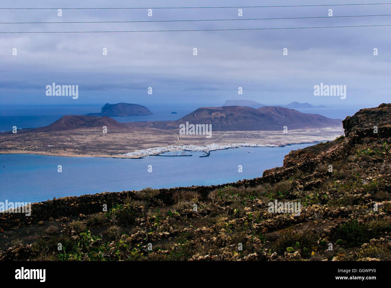 The island of La Graciosa view from the cliffs of Famara and El Mirador ...