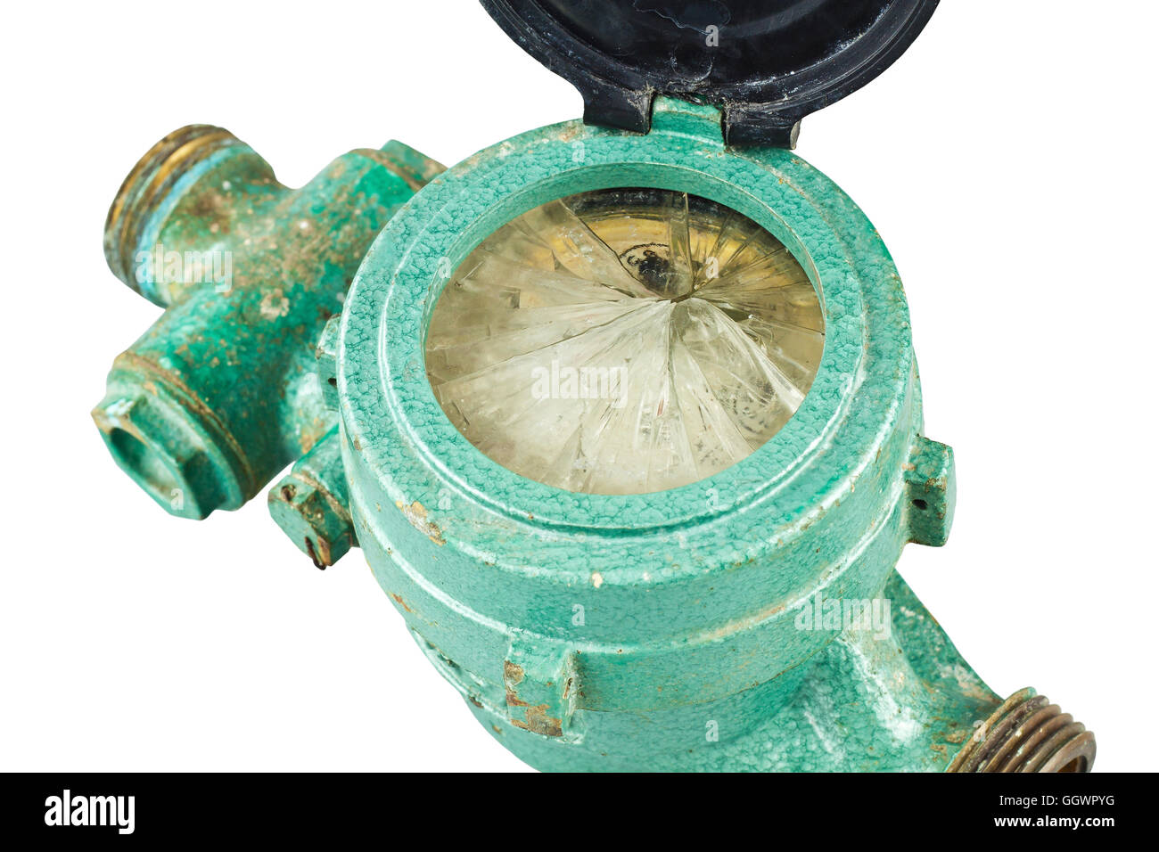 Old water meter isolated on white background Stock Photo - Alamy