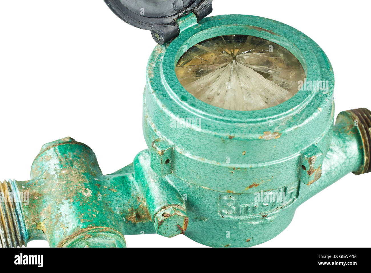 Old water meter isolated on white background Stock Photo - Alamy