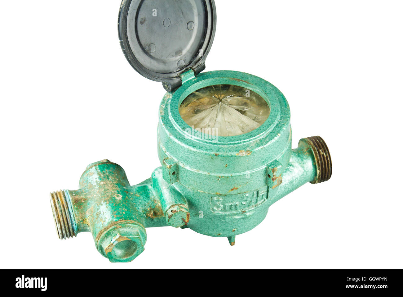 Old water meter isolated on white background Stock Photo - Alamy