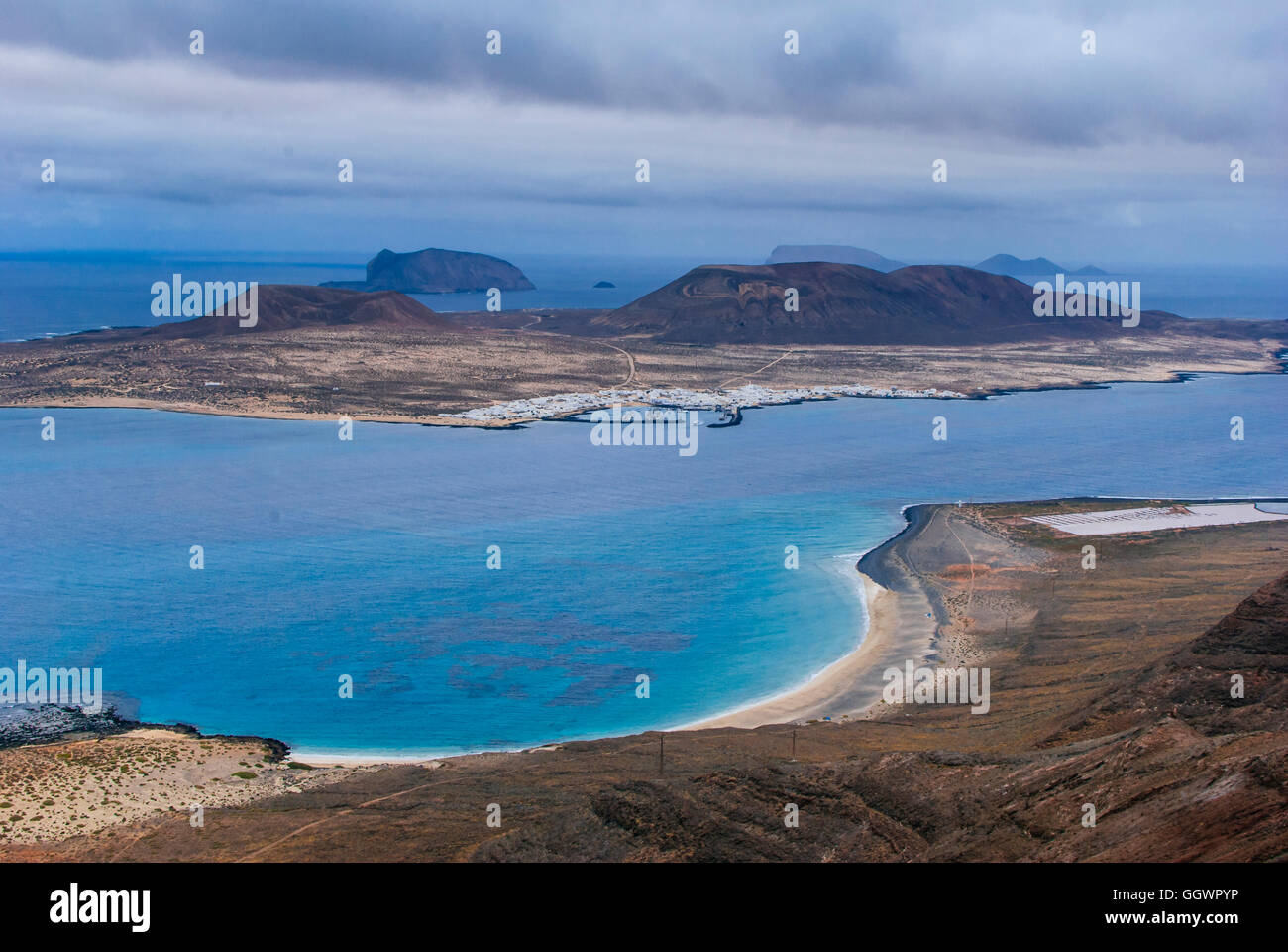 The island of La Graciosa view from the cliffs of Famara and El Mirador ...