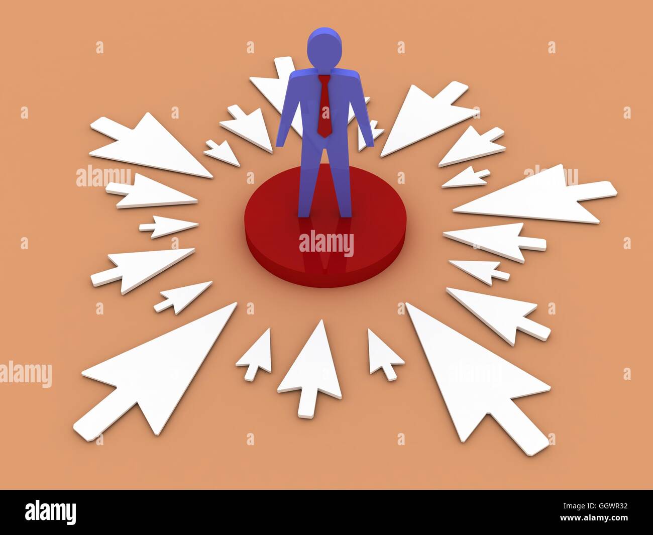The arrows point to a businessman at the center. Concept 3D ...