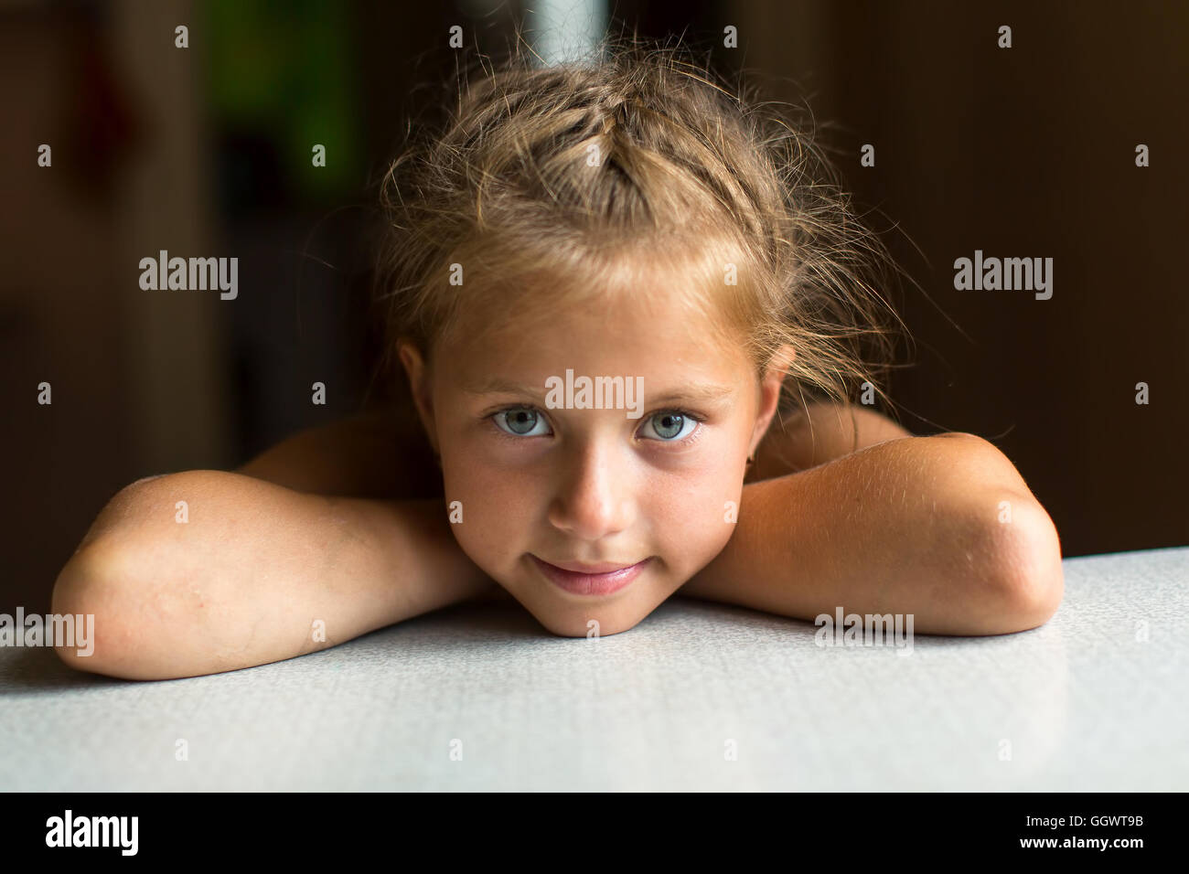 Close-up portrait of little cute girl Stock Photo - Alamy