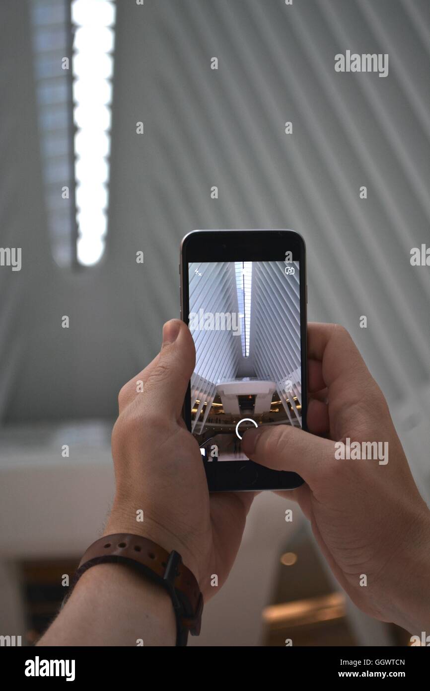 A view inside the Oculus PATH train station at the World Trade Center ...