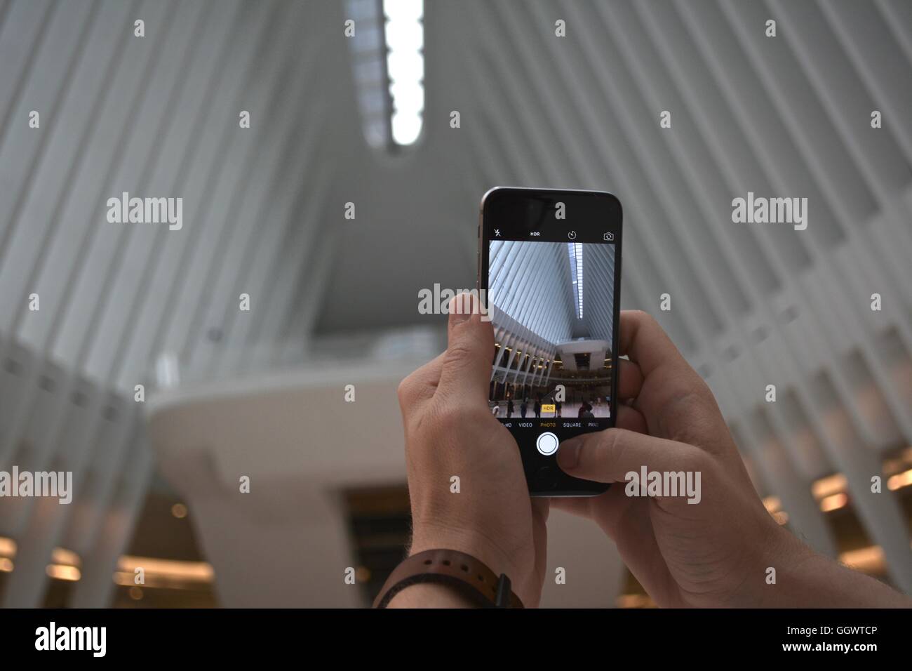 A view inside the Oculus PATH train station at the World Trade Center ...