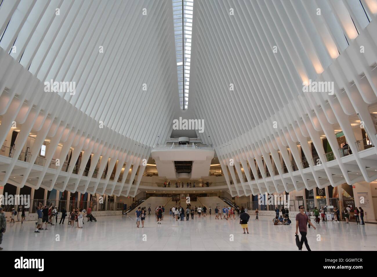 A view inside the Oculus PATH train station at the World Trade Center ...