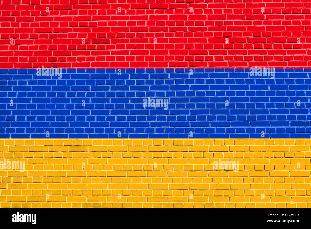 Flag of Armenia on brick wall texture background. Armenian national ...