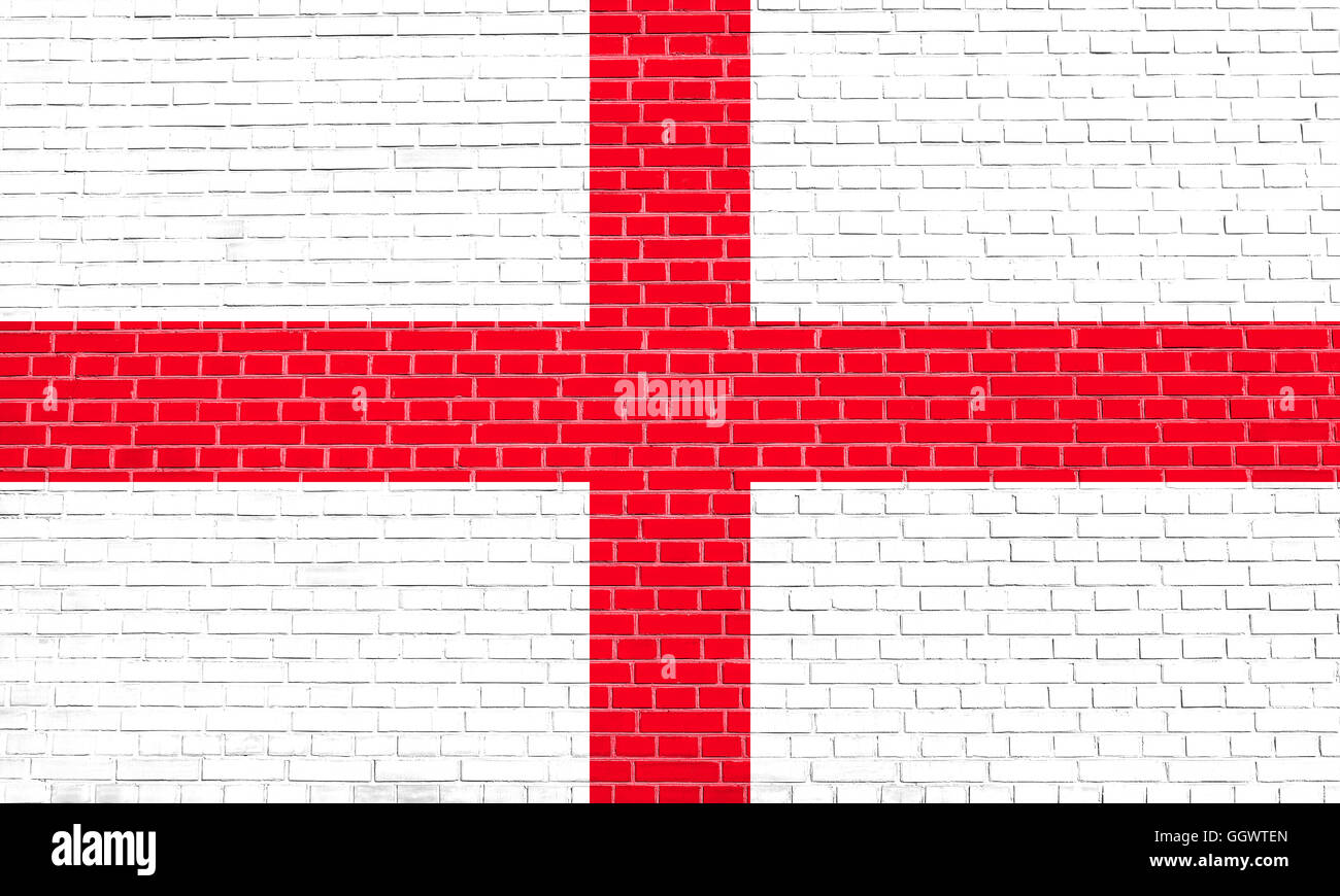 Flag of England, Cross of St. George, on brick wall texture background ...