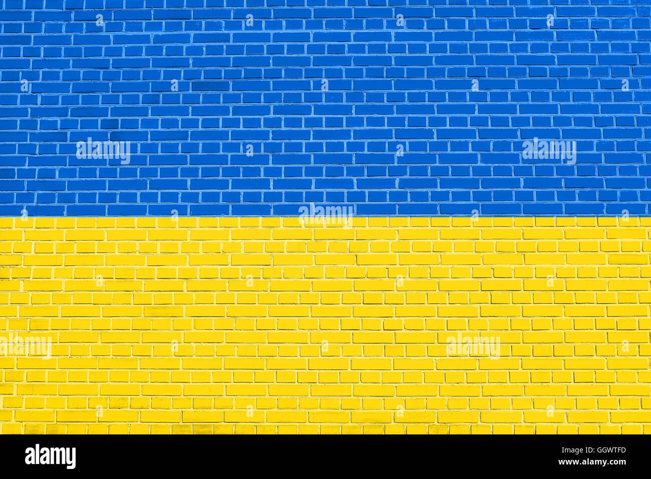 Flag of Ukraine on brick wall texture background. Ukrainian national ...