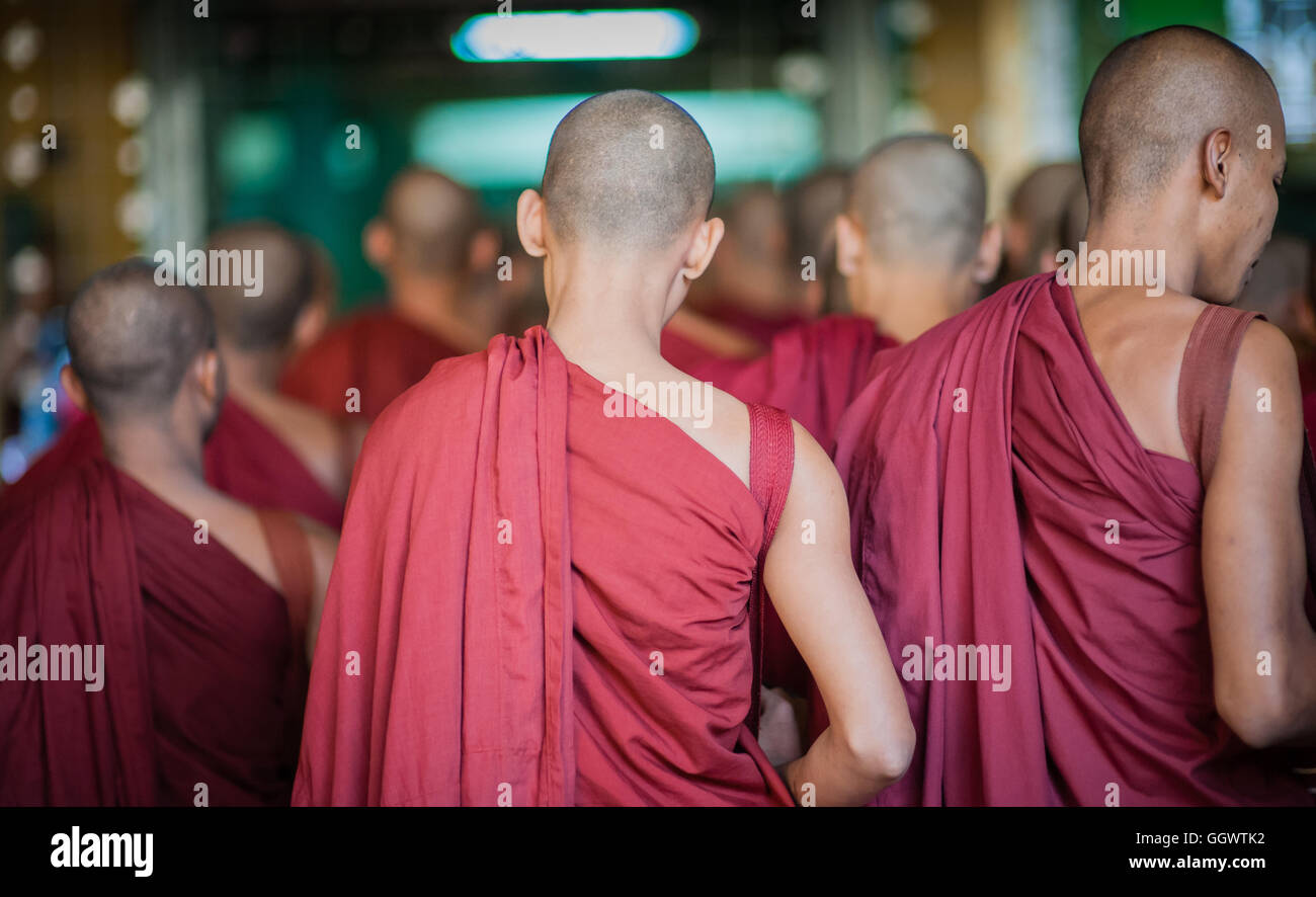 Maroon monk religion back bald shaved hi-res stock photography and ...