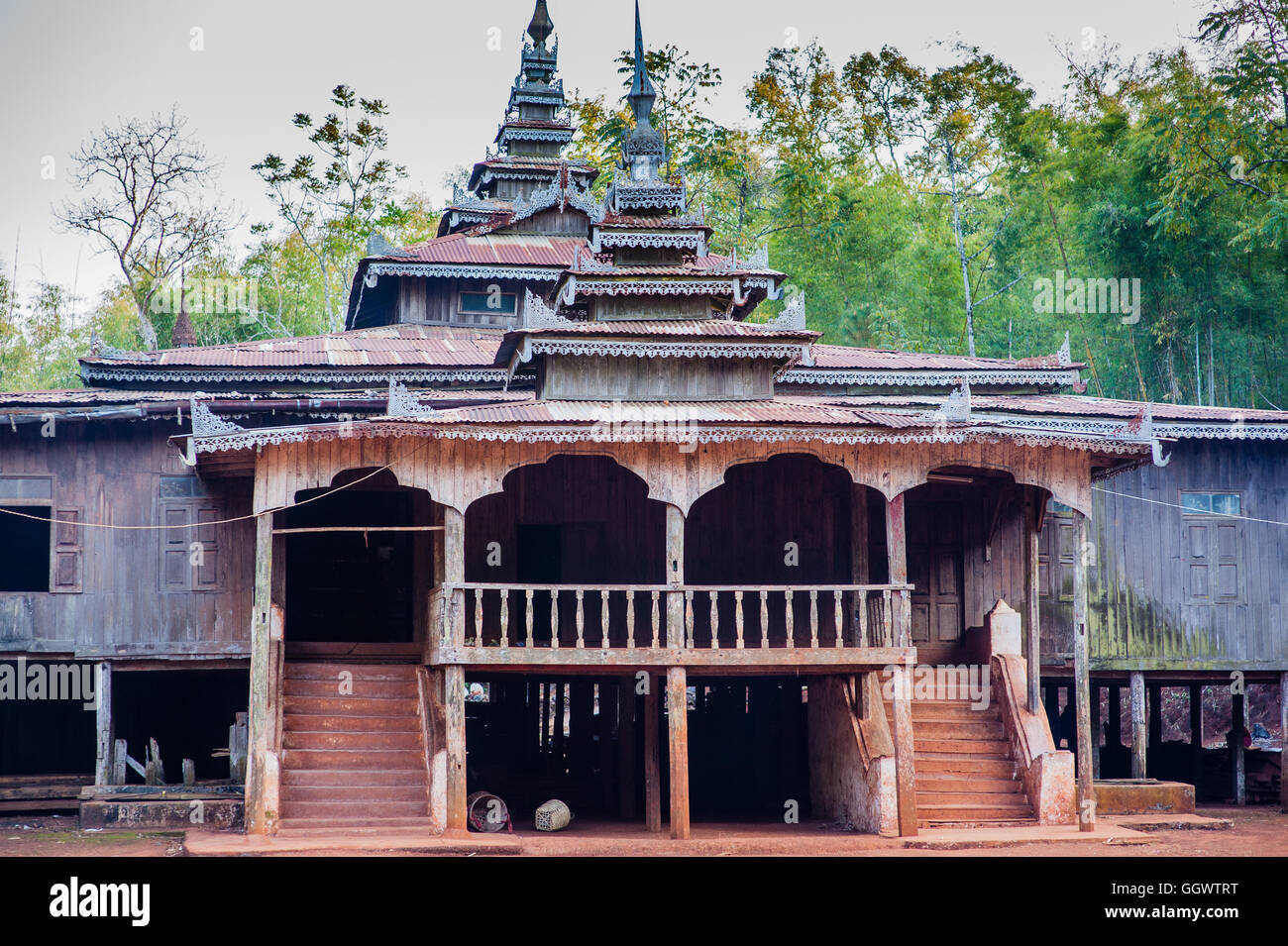 Teak wood monastery hi-res stock photography and images - Alamy