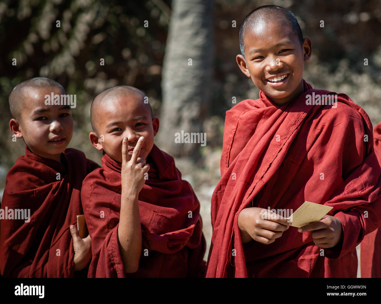 Young Buddhist Monks Stock Photo - Alamy