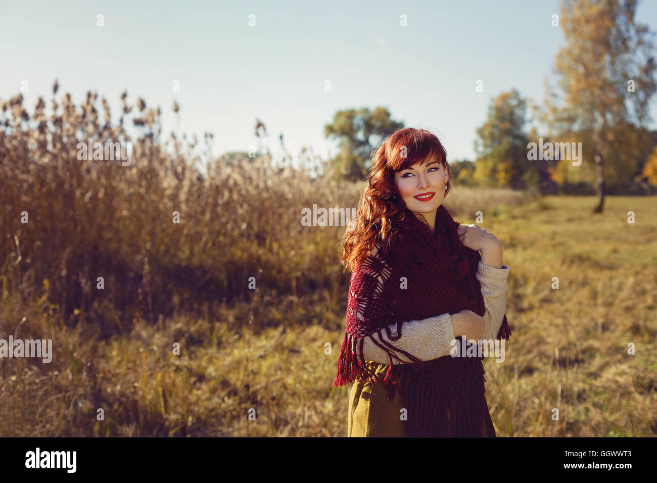 Beautiful girl outdoors in countryside Stock Photo - Alamy