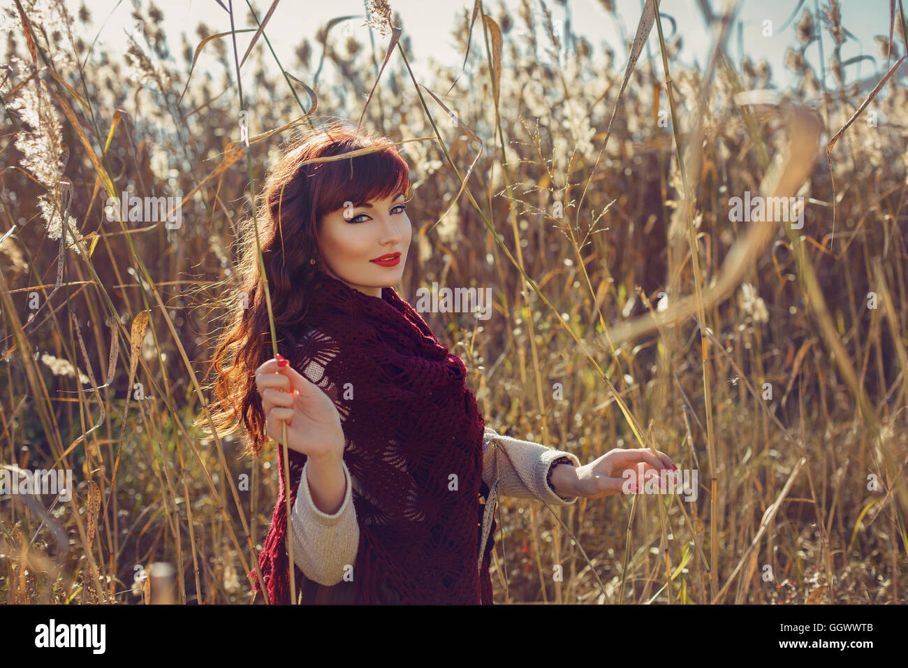 Beautiful girl outdoors in countryside Stock Photo - Alamy