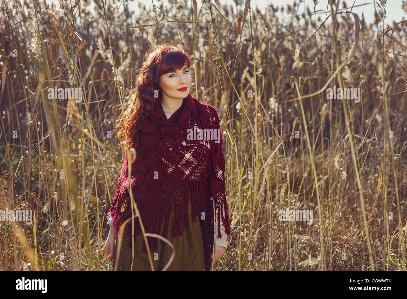 Beautiful girl outdoors in countryside Stock Photo - Alamy