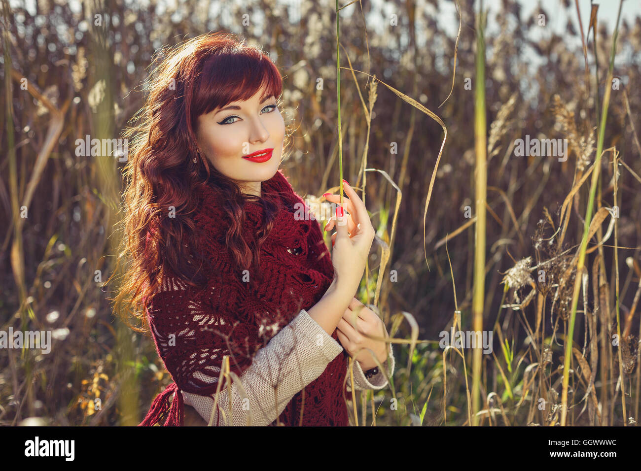 Beautiful girl outdoors in countryside Stock Photo - Alamy