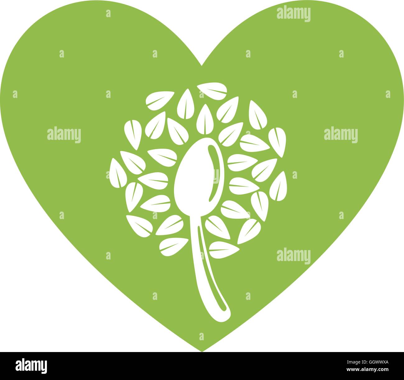 leaf spoon heart healthy food icon. Vector graphic Stock Vector Image ...