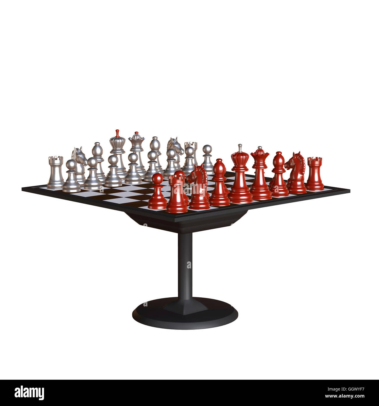 3d illustration of chess situation with board Stock Photo - Alamy