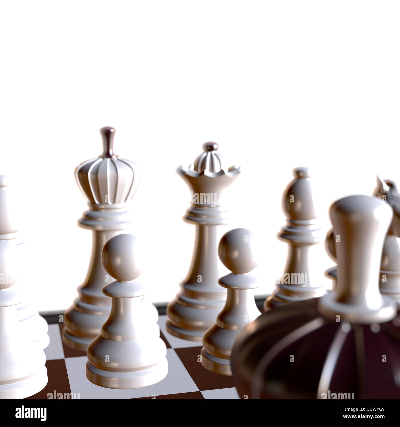 3d illustration of chess situation with board Stock Photo - Alamy