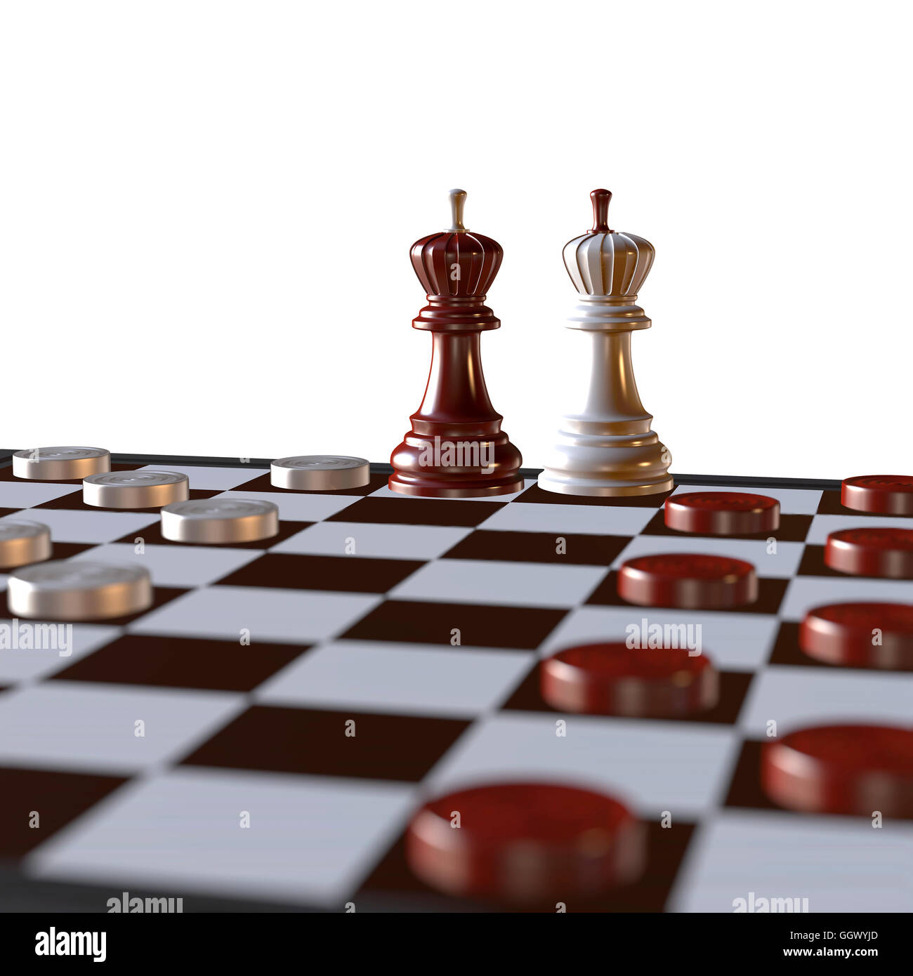 3d illustration of chess situation with board Stock Photo - Alamy
