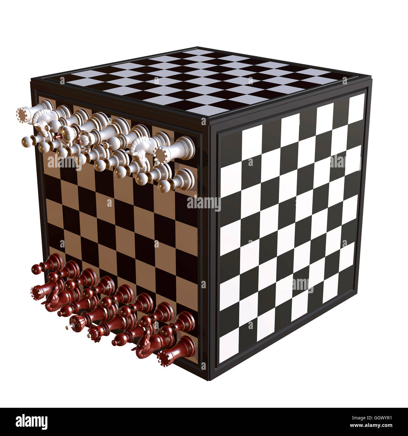 3d illustration of chess situation with board Stock Photo - Alamy