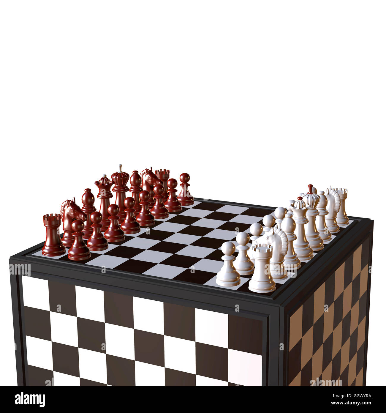 3d illustration of chess situation with board Stock Photo - Alamy