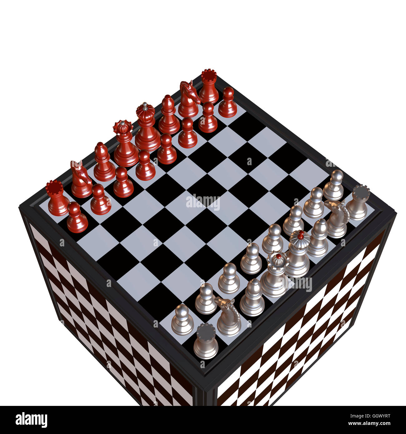 3d illustration of chess situation with board Stock Photo - Alamy
