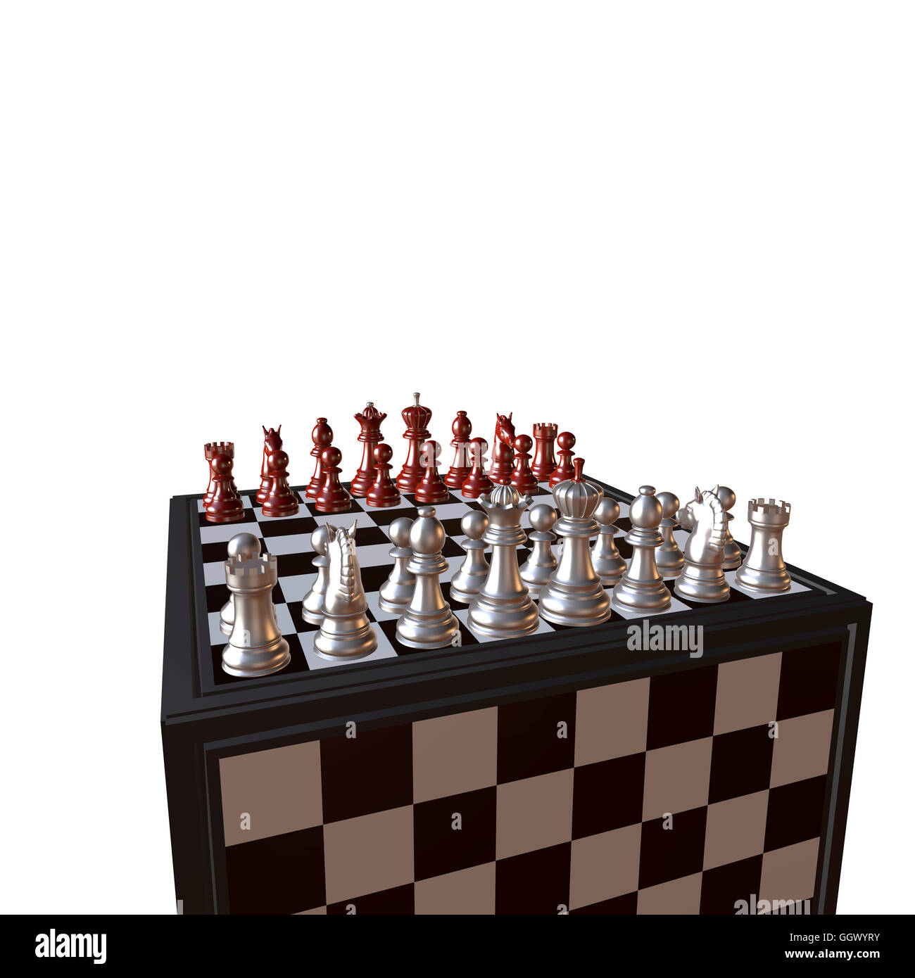 3d illustration of chess situation with board Stock Photo - Alamy