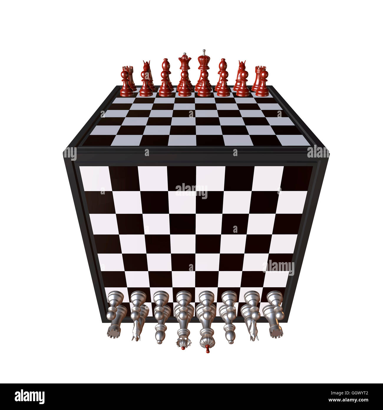 3d illustration of chess situation with board Stock Photo - Alamy
