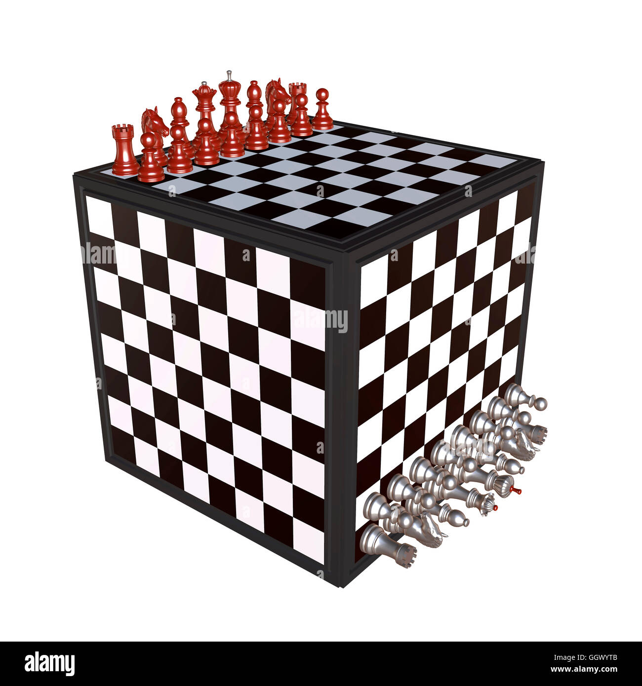 3d illustration of chess situation with board Stock Photo - Alamy