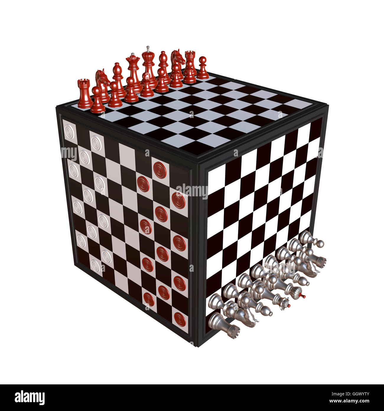 3d illustration of chess situation with board Stock Photo - Alamy