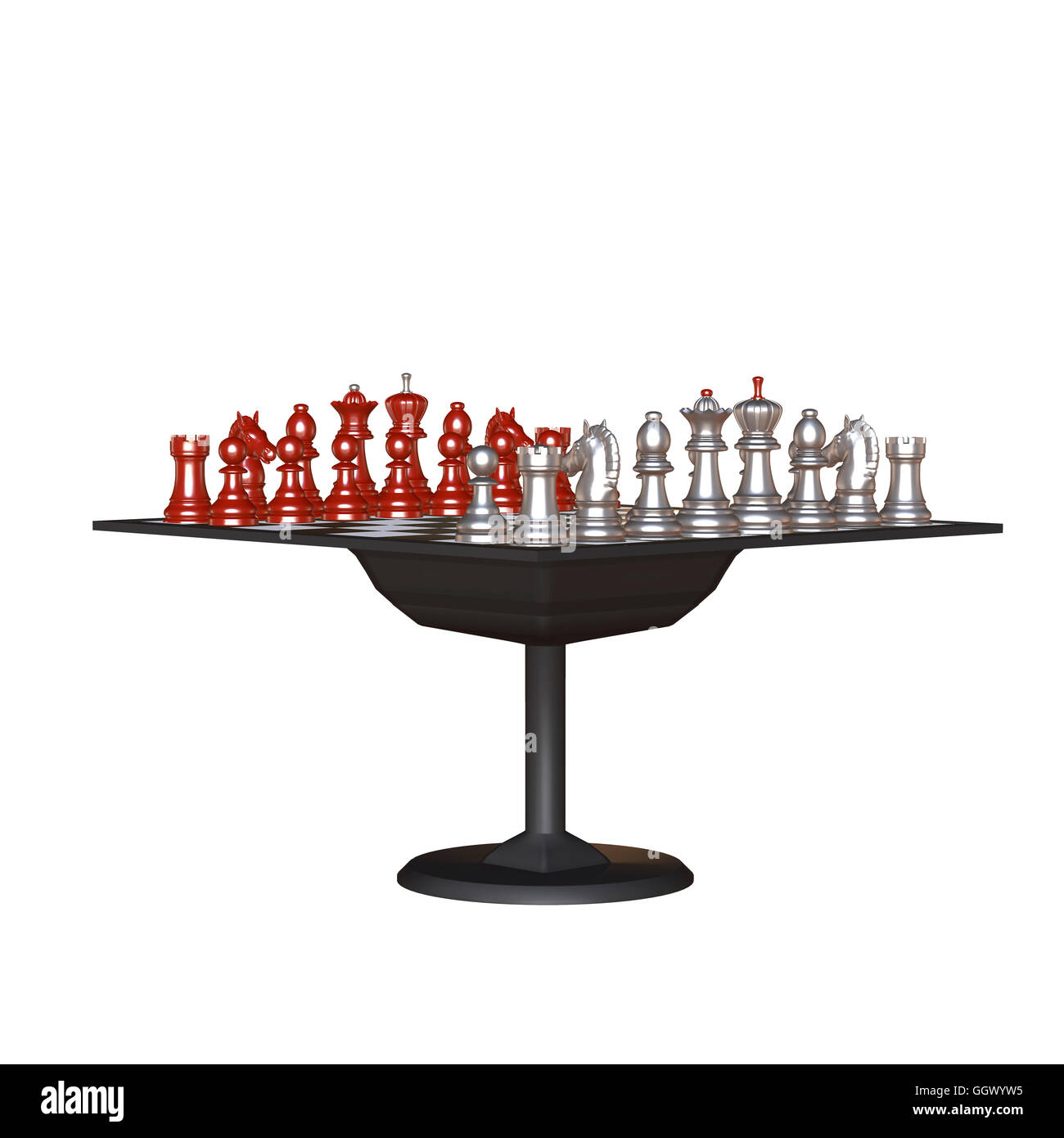 3d illustration of chess situation with board Stock Photo - Alamy