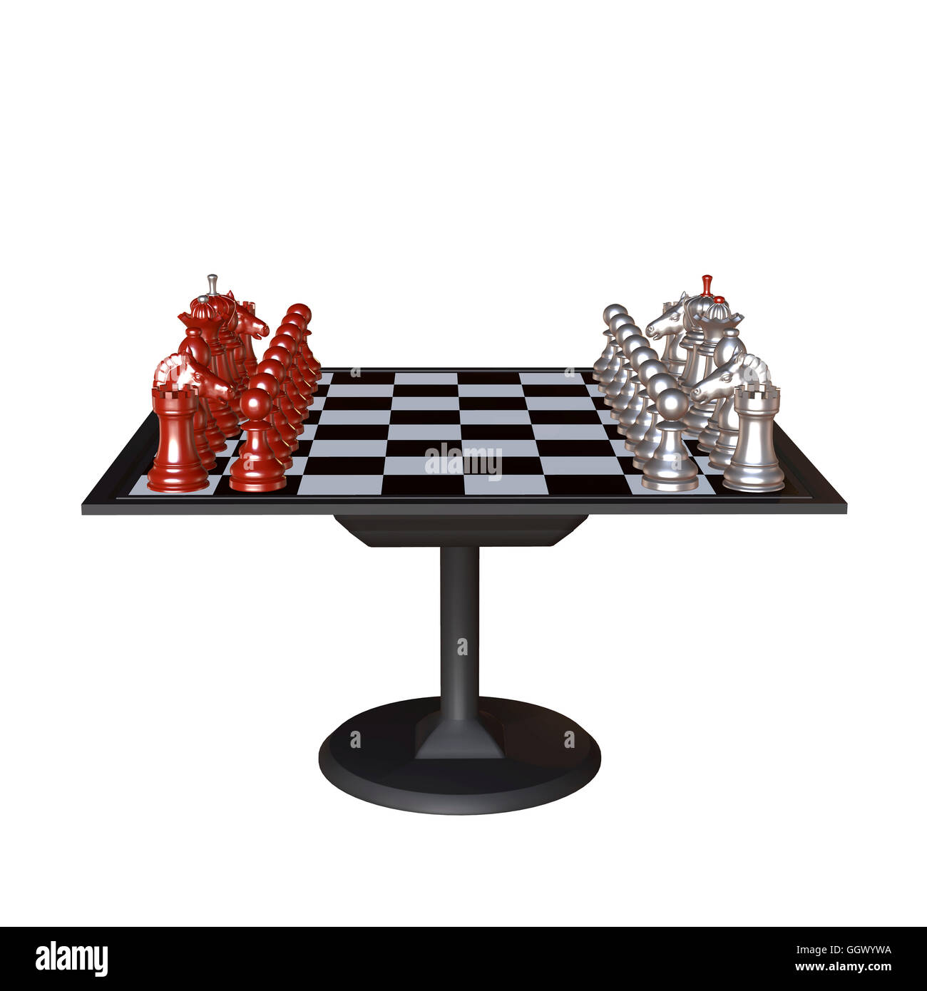 3d illustration of chess situation with board Stock Photo - Alamy