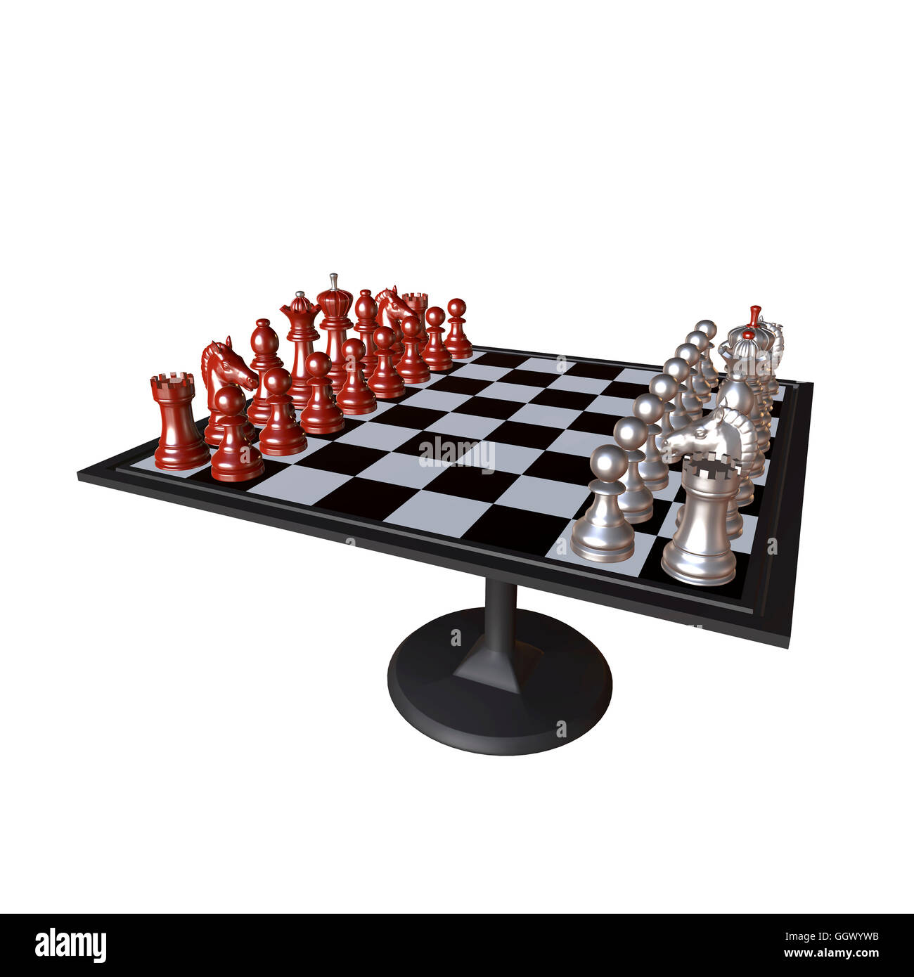 3d illustration of chess situation with board Stock Photo - Alamy