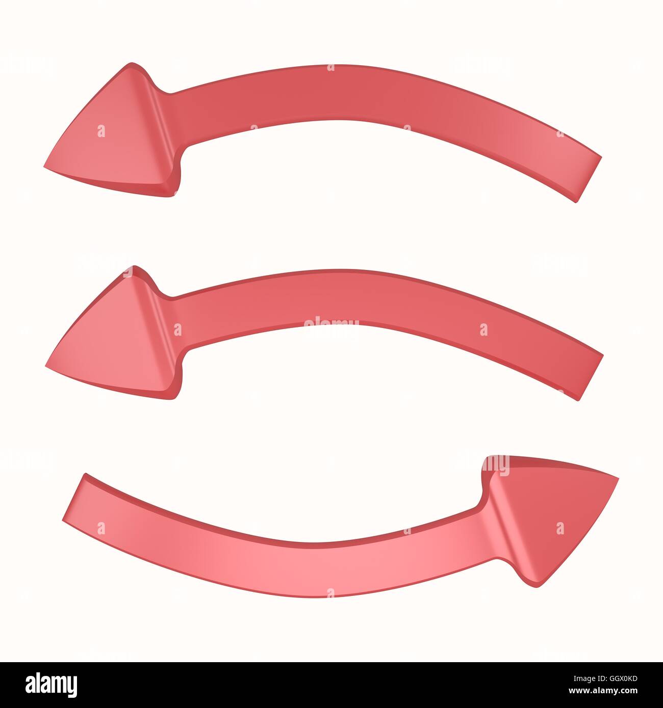 three red colored arrows turning around Stock Photo - Alamy