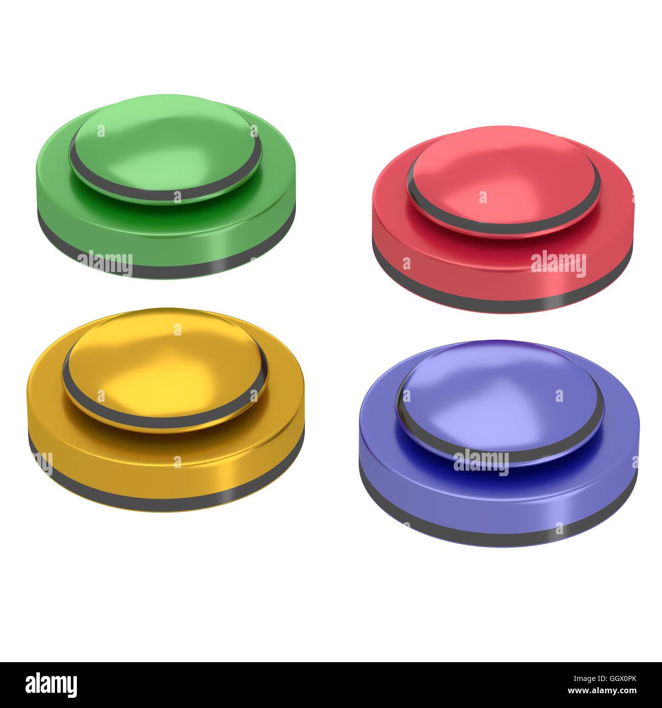 isolated reflective four button with stripes set Stock Photo - Alamy