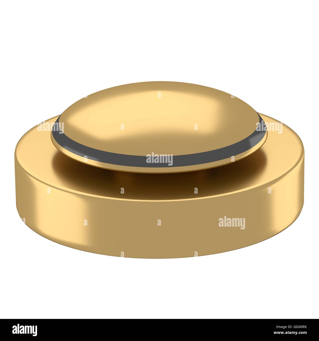 isolated reflective golden button with black base Stock Photo - Alamy