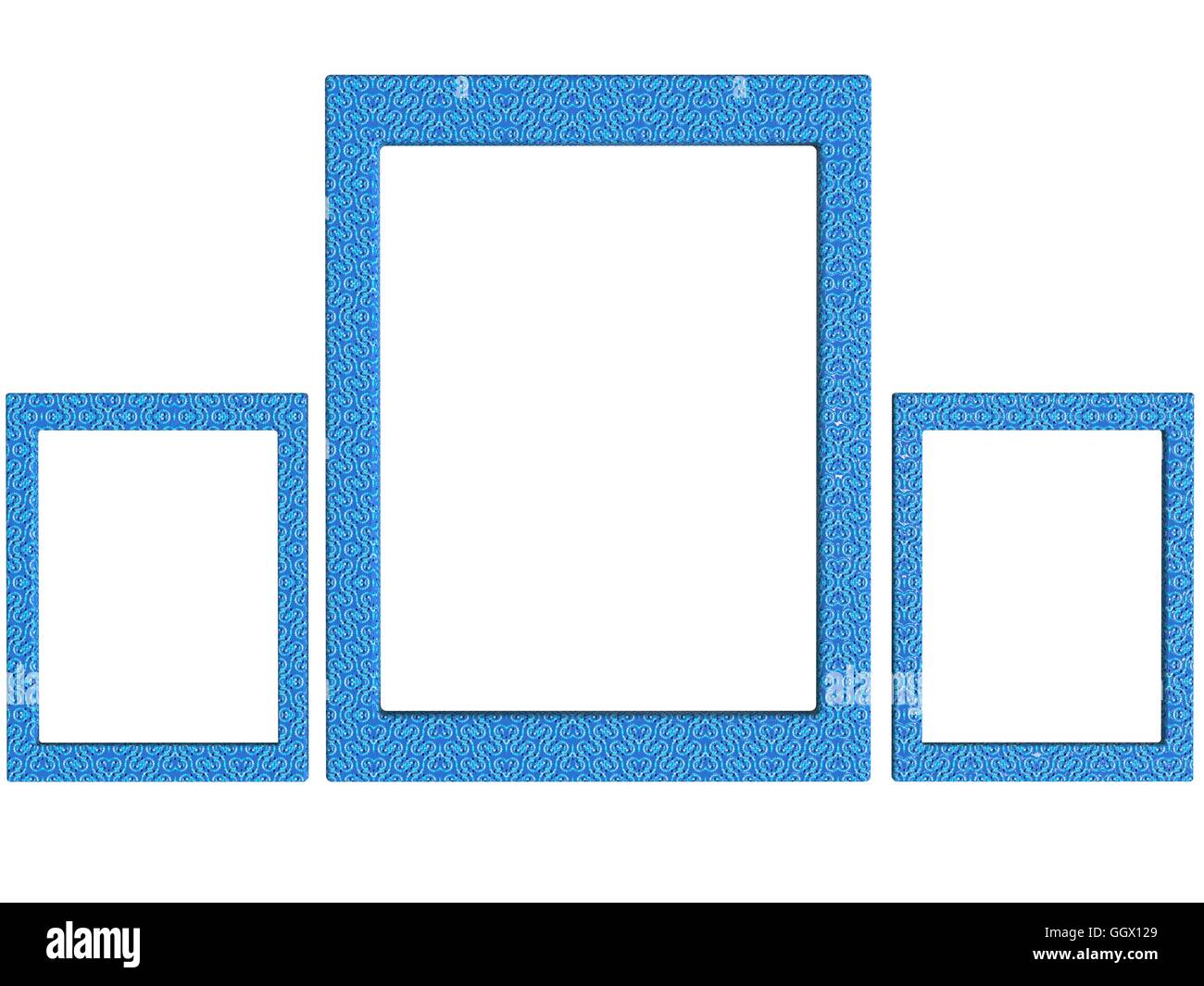 three textured isolated photoframes set in blue Stock Photo - Alamy