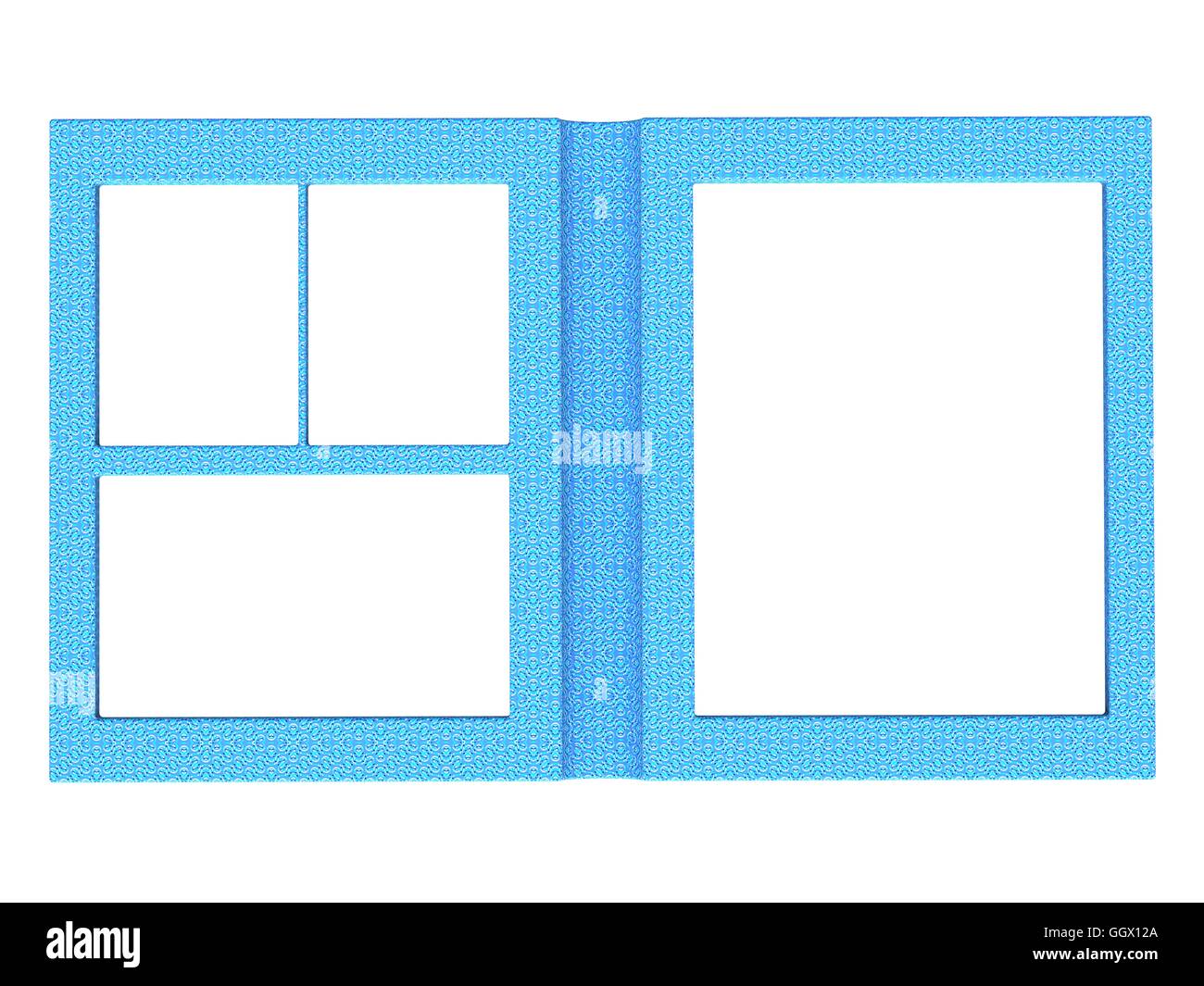 isolated textured folding photoframe book render in blue Stock Photo ...