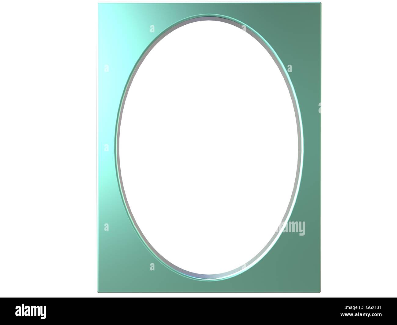 isolated oval photoframe 3d render in green Stock Photo - Alamy