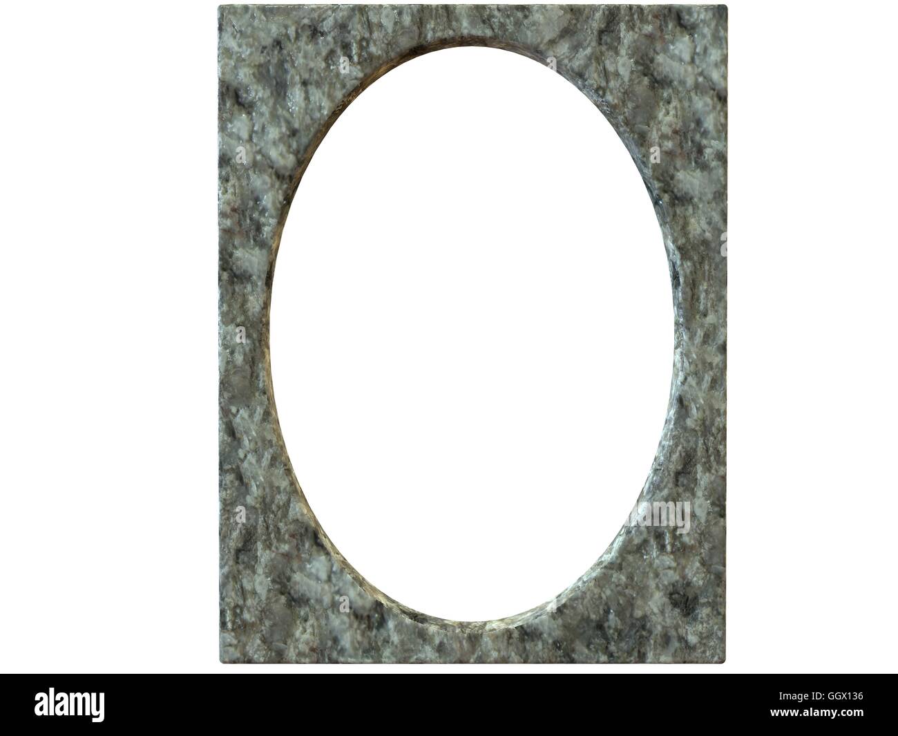 isolated textured oval photoframe 3d render in gray Stock Photo - Alamy