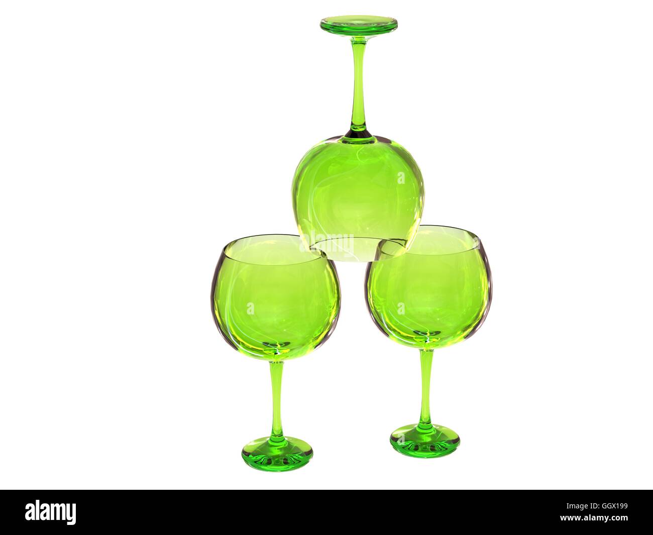 isolated three glasses set in green tones Stock Photo - Alamy