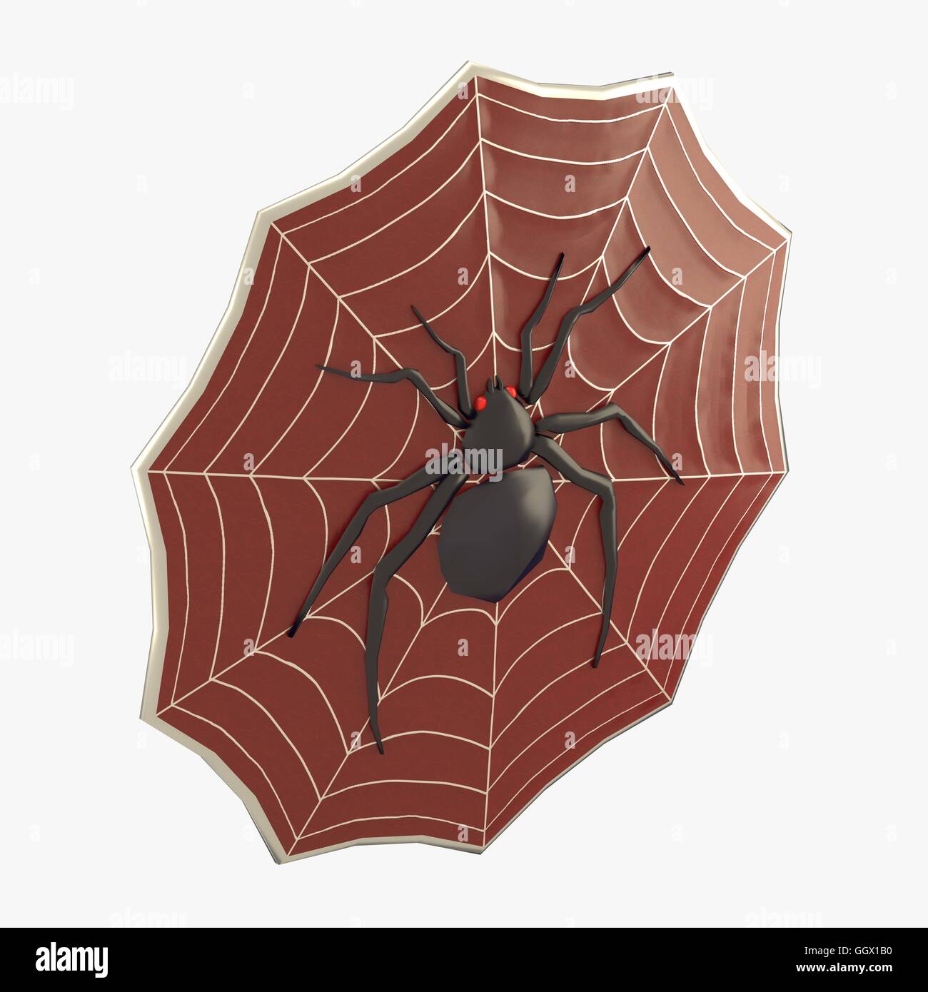 Spider decorated shield in red 3d render Stock Photo - Alamy